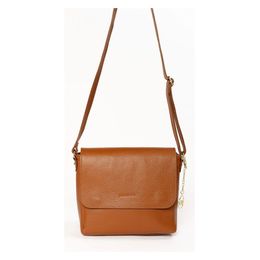 Mia Tomazzi Leder-Umh&auml;ngetasche ''Zanzur'' in Hellbraun - (B)25 x (H)24 x (T)9 cm - 76% | Damen-taschen