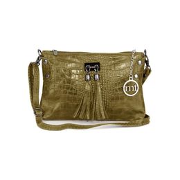 Mia Tomazzi Leder-Schultertasche "Abano" in Khaki - (B)23 x (H)16 x (T)2 cm - 76% | Damen-taschen