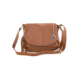 Mia Tomazzi Leder-Umh&auml;ngetasche "Bausan" in Hellbraun - (B)27 x (H)20 x (T)5 cm - 73% | Damen-taschen