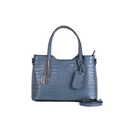 Lia Biassoni Leder-Schultertasche "Acco" in Blau - (B)32 x (H)22 x (T)12 cm - 76% | Damen-taschen