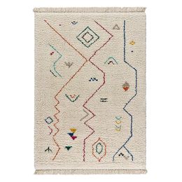 Atticgo Hochflor-Teppich "Yebel" in Wei&szlig;/ Bunt - 66% | Gr&ouml;&szlig;e 120x170 cm |
