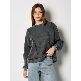 Apricot Waffle Panel Sweatshirt ' ' Damen Gr&ouml;&szlig;e L grau