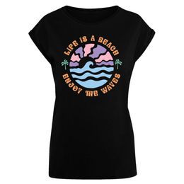 F4NT4STIC T-Shirt 'Life Is A Beach Enjoy The Waves' Damen Gr&ouml;&szlig;e XXL hellblau / gr&uuml;n / lavendel / orange / hellpink / schwarz