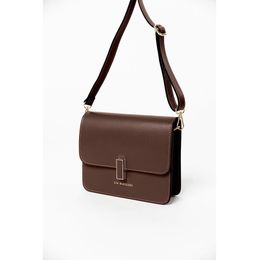 Lia Biassoni Leder-Umh&auml;ngetasche "Disueri" in Dunkelbraun - (B)22 x (H)19 x (T)7 cm - 76% | Damen-taschen