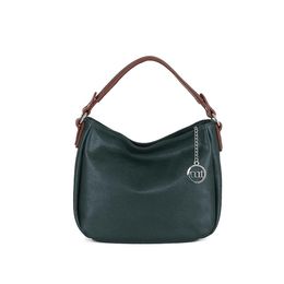 Mia Tomazzi Leder-Schultertasche "Molise" in Dunkelgr&uuml;n - (B)30 x (H)20 x (T)8 cm - 79% | Damen-taschen