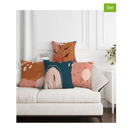Allure 4er-Set: Kissenh&uuml;llen in Orange/ Dunkelblau/ Rosa - 73% | Gr&ouml;&szlig;e 43x43 cm | Dekokissen