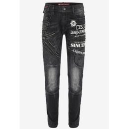 Cipo & Baxx Cipo & Baxx Jeans mit dezenten Nieten und farblich abgesetzte Prints Herren Gr&ouml;&szlig;e 38 schwarz