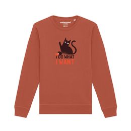 Watapparel Sweatshirt ' Cat ' Herren Gr&ouml;&szlig;e L hellbraun / orange / schwarz / wei&szlig;
