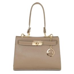 Mia Tomazzi Leder-Umh&auml;ngetasche ''Zacconi'' in Beige - (B)24 x (H)18 x (T)14 cm - 76% | Damen-taschen