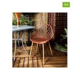 Garden Spirit 4er-Set: Gartenst&uuml;hle "Malaga" in Rot - (B)90 x (H)90 x (T)90 cm - 63% | Garten-moebel