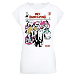 F4NT4STIC T-Shirt 'Sex Education Magazine Cover Netflix TV Series' Damen Gr&ouml;&szlig;e 5XL pink / rot / schwarz / wei&szlig;