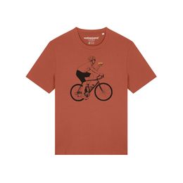 Watapparel T-Shirt 'Fahrrad und Pizza' Herren Gr&ouml;&szlig;e XL rostrot / schwarz