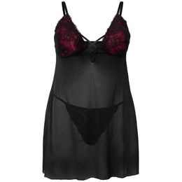 Ulla Popken Neglig&eacute;e Damen Gr&ouml;&szlig;e 46/48 rot / schwarz