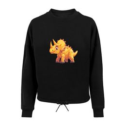 F4NT4STIC Sweatshirt 'S&uuml;&szlig;er Triceratops Dinosaurier' Damen Gr&ouml;&szlig;e XS kastanienbraun / orange / dunkelorange / schwarz