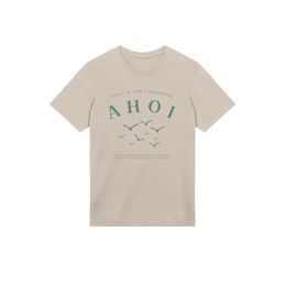 F4NT4STIC T-Shirt 'Ahoi M&ouml;we Knut und Jan' Herren Gr&ouml;&szlig;e M sand / gr&uuml;n