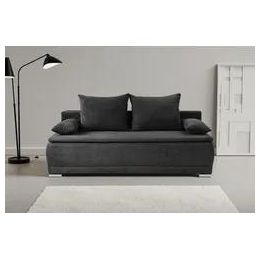 Schlafsofa WERK2 "Biggi komfortabel & elegant, Schlaffunktion, Bettkasten, Breite 206 cm", grau (anthrazit), B:206cm H:88cm T:91cm, 95% Polyester, 5% Nylon, Sofas, Schlafsofa, inkl. losen Kissen, Struktur weich ASTON, anthrazit