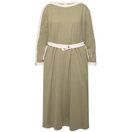 Ulla Popken Kleid Damen Gr&ouml;&szlig;e 50/52 creme / gr&uuml;n Winterkleid