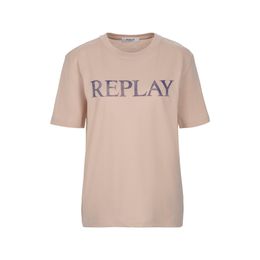 Replay T-Shirt 'Replay' Damen Gr&ouml;&szlig;e S nude / lila