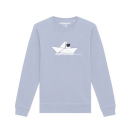 Watapparel Sweatshirt ' Astronaut in paper boat ' Herren Gr&ouml;&szlig;e L hellblau / mischfarben