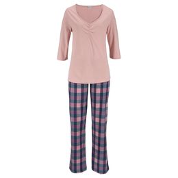 Petite Fleur Pyjama Damen Gr&ouml;&szlig;e XS dunkelblau / pink / rosa Winterkleid