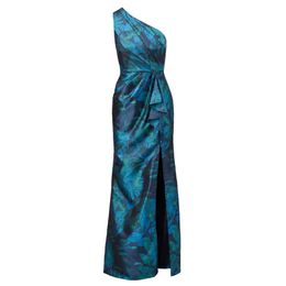 Adrianna Papell Langes Abendkleid 'One Shoulder Jacquard Gown' Damen Gr&ouml;&szlig;e 36 blau Winterkleid