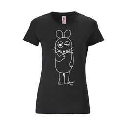 logoshirt T-Shirt 'Maus' Damen Gr&ouml;&szlig;e M schwarz