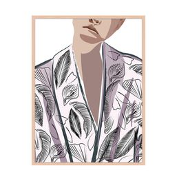 Liv Corday Bild 'Woman in Printed Jacket' Herren Gr&ouml;&szlig;e 50x60 braun / schwarz / wei&szlig;
