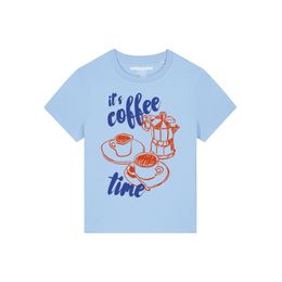 Watapparel T-Shirt 'Its Coffee Time' Damen Gr&ouml;&szlig;e L saphir / hellblau / orangerot