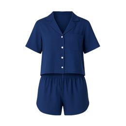 C&city Set: Bluse und Shorts Damen Gr&ouml;&szlig;e L dunkelblau