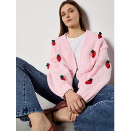 Apricot Chunky Knit Strawberry Cardigan ' ' Damen Gr&ouml;&szlig;e S stone