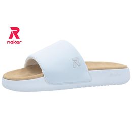 Rieker Sport Pantolette Damen Gr&ouml;&szlig;e 44 beige / hellblau