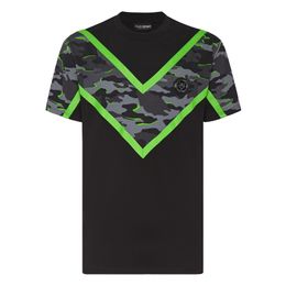 Plein Sport T-Shirt Herren Gr&ouml;&szlig;e S basaltgrau / grasgr&uuml;n / schwarz