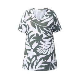 Ulla Popken Shirt Damen Gr&ouml;&szlig;e 5XL/6XL oliv / wei&szlig;