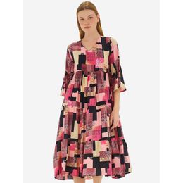 Bigdart Kleid Damen Gr&ouml;&szlig;e 44 pastellgelb / pink / fuchsia / schwarz Winterkleid