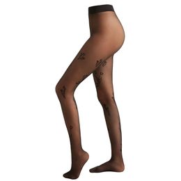 CALZEDONIA Strumpfhose 'Sheer 30 Denier Tulips' Damen Gr&ouml;&szlig;e XS/S schwarz