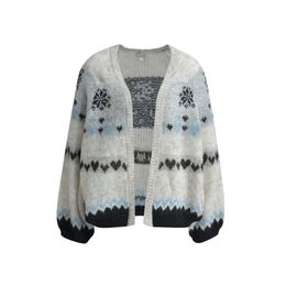 Milano Italy Cardigan mit Intarsienmuster Damen Gr&ouml;&szlig;e XS wei&szlig;