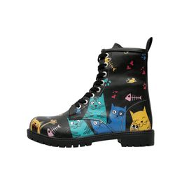 DOGO Schn&uuml;rstiefel 'Cat Lovers BLACK' Damen Gr&ouml;&szlig;e 36 schwarz Winterschuhe