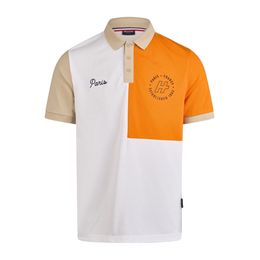 HECHTER PARIS Poloshirt Herren Gr&ouml;&szlig;e XL beige / orange / wei&szlig;