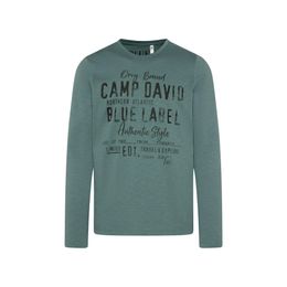 CAMP DAVID Longsleeve mit Label Print im Used Look Herren Gr&ouml;&szlig;e XL gr&uuml;n