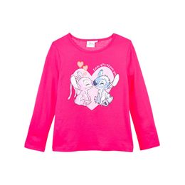 Disney Lilo & Stitch Shirt 'Disney Stitch Langarmshirt' M&auml;dchen Gr&ouml;&szlig;e 116 dunkelpink