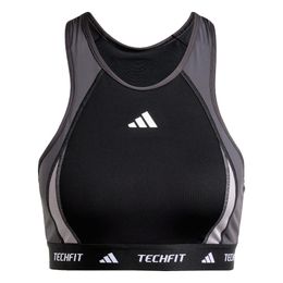 adidas Performance Sport-BH 'TECHFIT Medium-Support High-Neck Colorblock' Damen Gr&ouml;&szlig;e XXL grau / schwarz / wei&szlig;