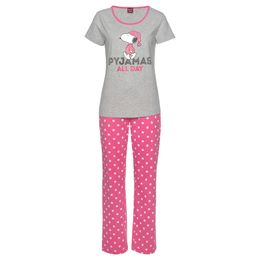 PEANUTS Pyjama Damen Gr&ouml;&szlig;e XXS/XS graumeliert / pink / wei&szlig; Winterkleid