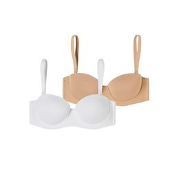 Schiesser B&uuml;gel-BH ' Bandeau mit Schale - Unique Micro ' Damen Gr&ouml;&szlig;e 90 nude / wei&szlig;