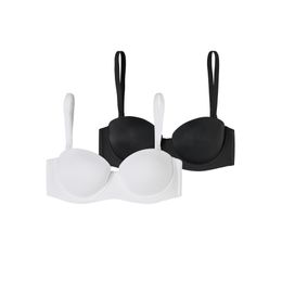 Schiesser B&uuml;gel-BH ' Bandeau mit Schale - Unique Micro ' Damen Gr&ouml;&szlig;e 75 schwarz / wei&szlig;