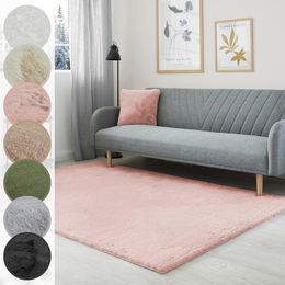 LUXOR living Fellteppich &raquo;Novara&laquo; rechteckig 30 mm H&ouml;he Kunstfell, Kaninchenfell-Haptik, besonders weicher Hochflor rosa Kunstfaser