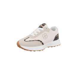 Ital-Design Sneaker Damen Gr&ouml;&szlig;e 39 beige / hellbeige / brokat / schwarz