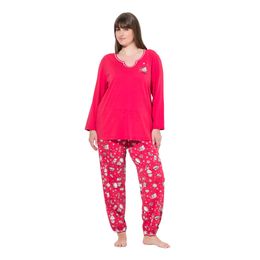 Ulla Popken Pyjama Damen Gr&ouml;&szlig;e XXXL/4XL magenta Winterkleid