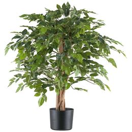Creativ green Kunstpflanze &raquo;Ficus benjamina&laquo; mit Naturstamm gr&uuml;n Kunststoff