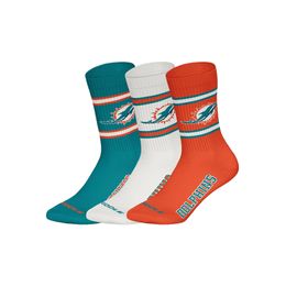 Huddle Freizeitsocken ' NFL Miami Dolphins Crew ' Herren Gr&ouml;&szlig;e 43/46 blau / t&uuml;rkis / orange / wei&szlig;