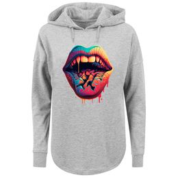 F4NT4STIC Sweatshirt 'Drooling Lips' Damen Gr&ouml;&szlig;e XL graumeliert / mischfarben